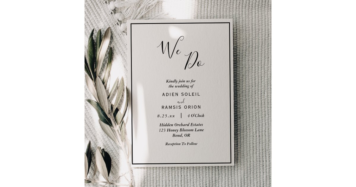 Elegant Modern We Do Wedding Invitation | Zazzle