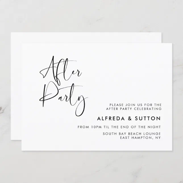 Elegant & modern wedding after party invitation | Zazzle