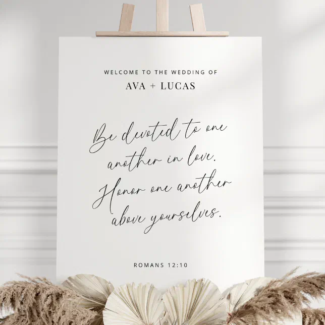 Elegant Modern Wedding Bible Verse Welcome Sign | Zazzle