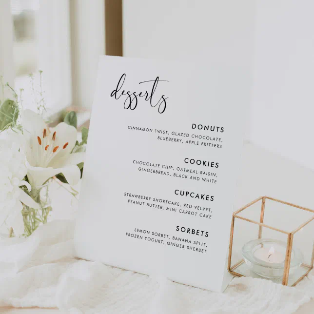 Elegant & Modern Wedding Dessert Bar Pedestal Sign | Zazzle