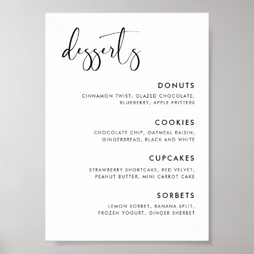 Elegant & Modern Wedding Dessert Bar sign | Zazzle