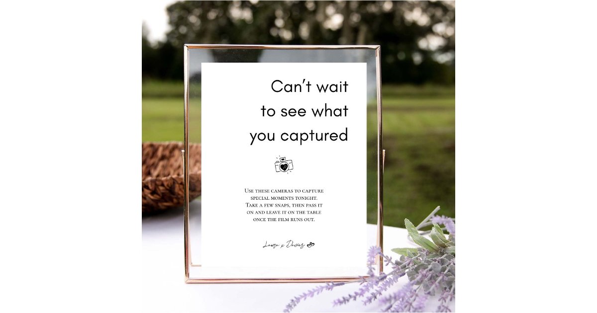 Elegant Modern Wedding Disposable Camera Sign | Zazzle