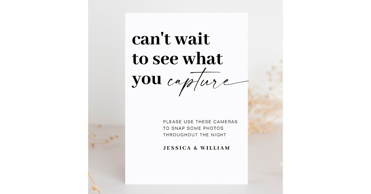 Elegant Modern Wedding Disposable Camera Sign | Zazzle