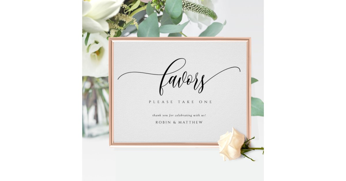 Elegant Modern Wedding Favors Sign | Zazzle