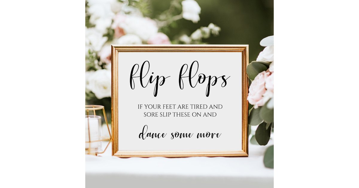 Elegant Modern Wedding Flip Flop Dancing Feet Poster | Zazzle