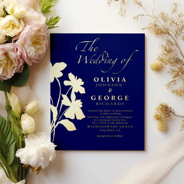 Elegant modern wedding invitation with Foil Foil Invitation | Zazzle