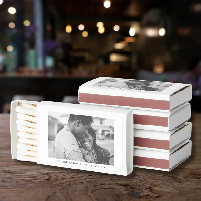 Elegant Modern Wedding Photo Matchboxes | Zazzle