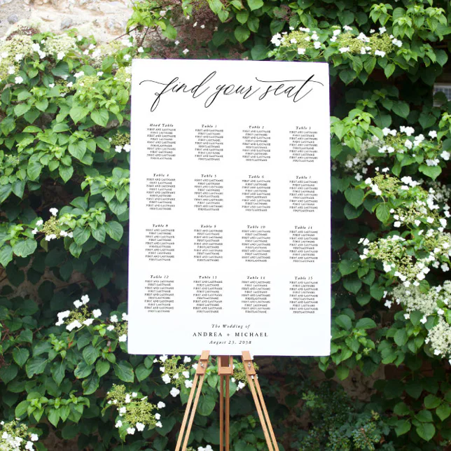 Elegant Modern Wedding Seating Chart Poster | Zazzle