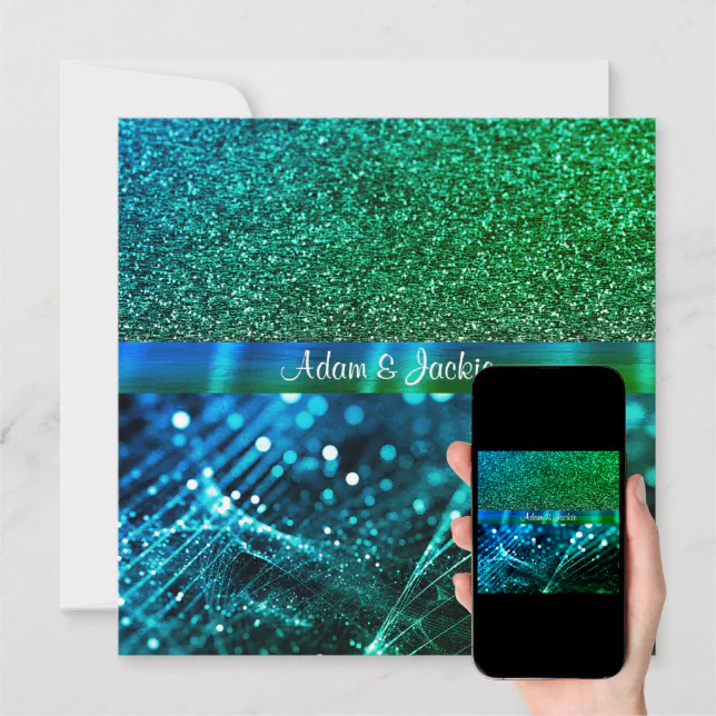 ELEGANT & MODERN WEDDING SPLIT ROYAL blue green Invitation | Zazzle