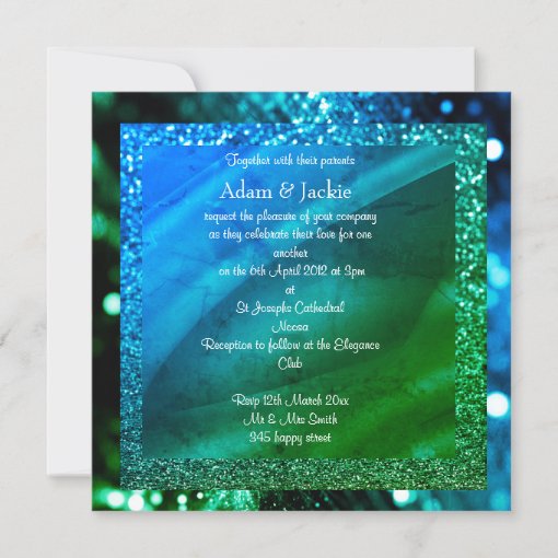 ELEGANT & MODERN WEDDING SPLIT ROYAL blue green Invitation | Zazzle