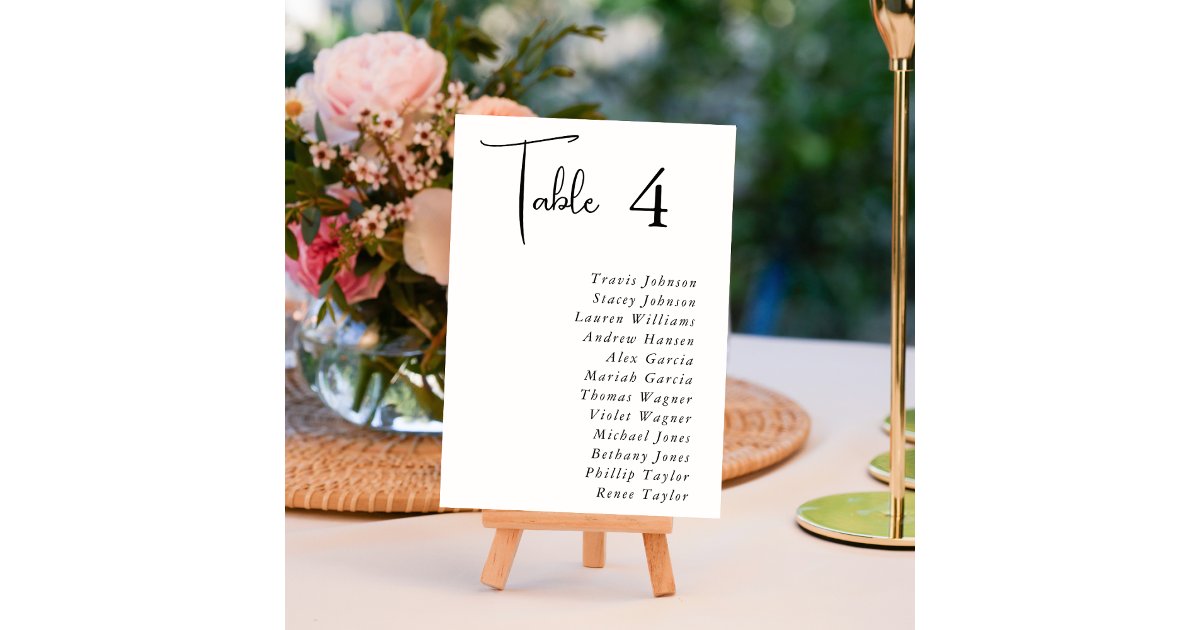 Elegant Modern Wedding Table Seating Chart Cards | Zazzle