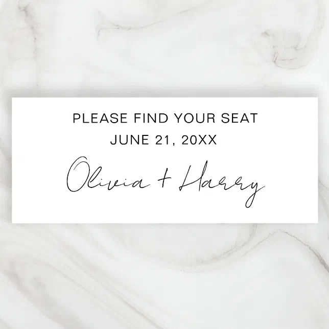 Elegant Modern Wedding Table Seating Header Card | Zazzle
