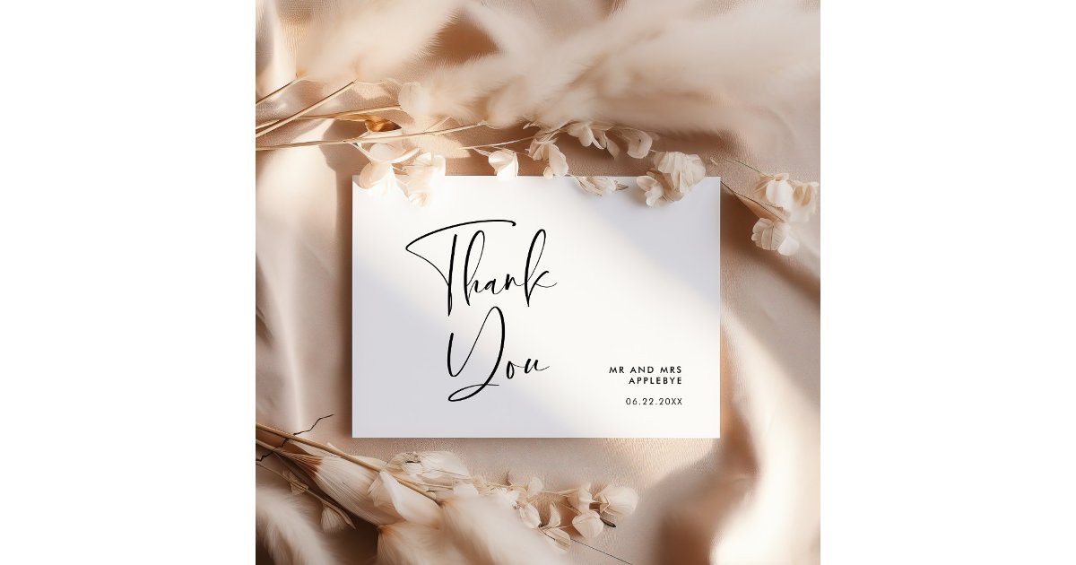 Elegant & modern wedding thank you card | Zazzle