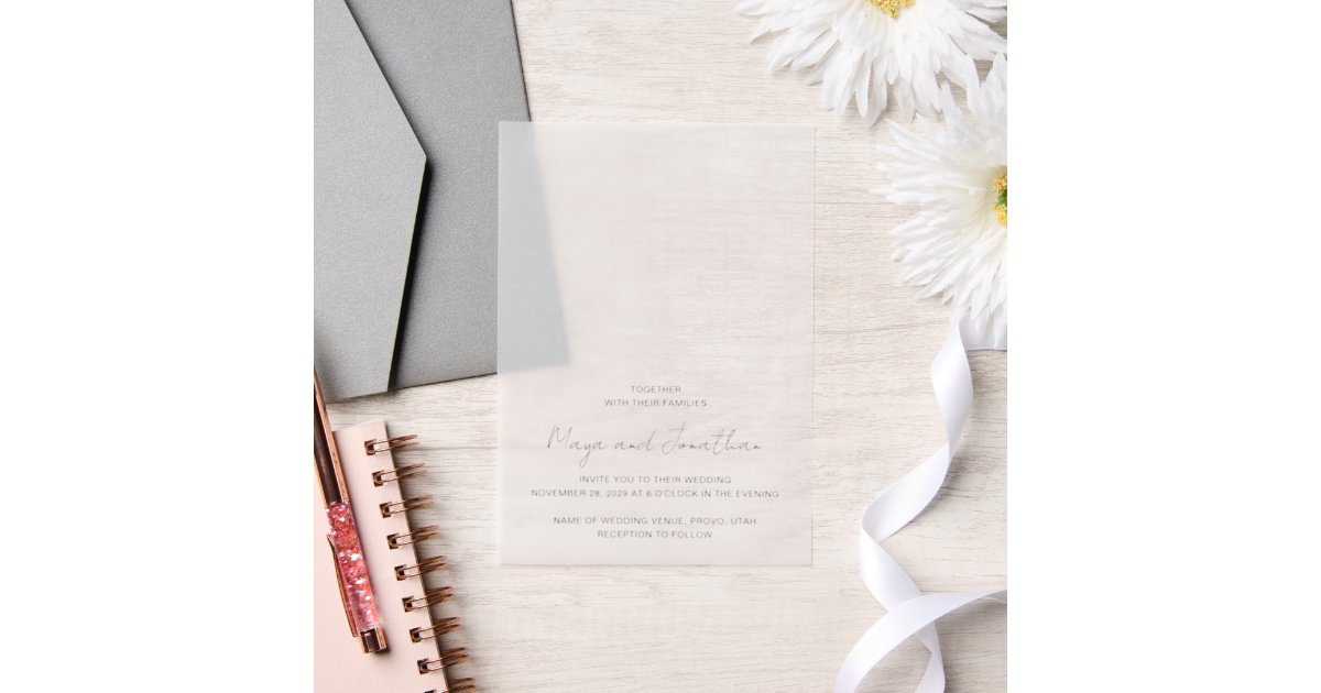 Elegant Modern Wedding Vellum Invitations | Zazzle