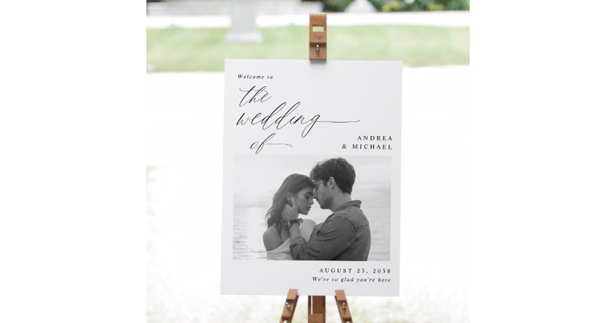 Elegant Modern Wedding Welcome Sign with Photo | Zazzle
