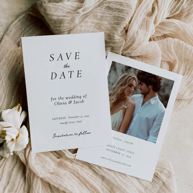 Elegant Modern Wedding with Photo Save The Date | Zazzle