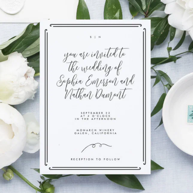 Elegant Modern Whimsical Handwritten Wedding Invitation | Zazzle