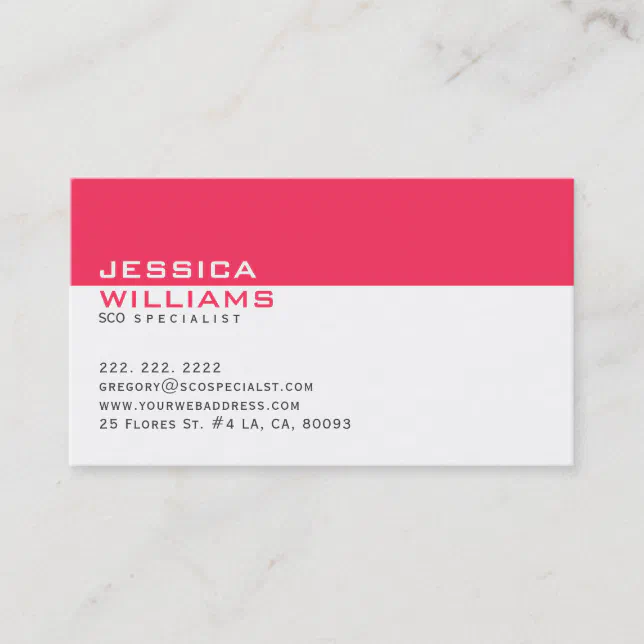 Elegant Modern White & Deep Pink SEO Specialist Business Card | Zazzle