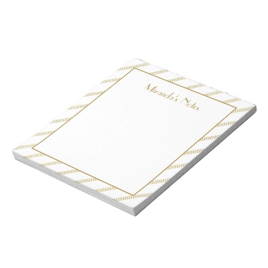 Elegant Modern White Dotted Gold Lines Notepad | Zazzle.com