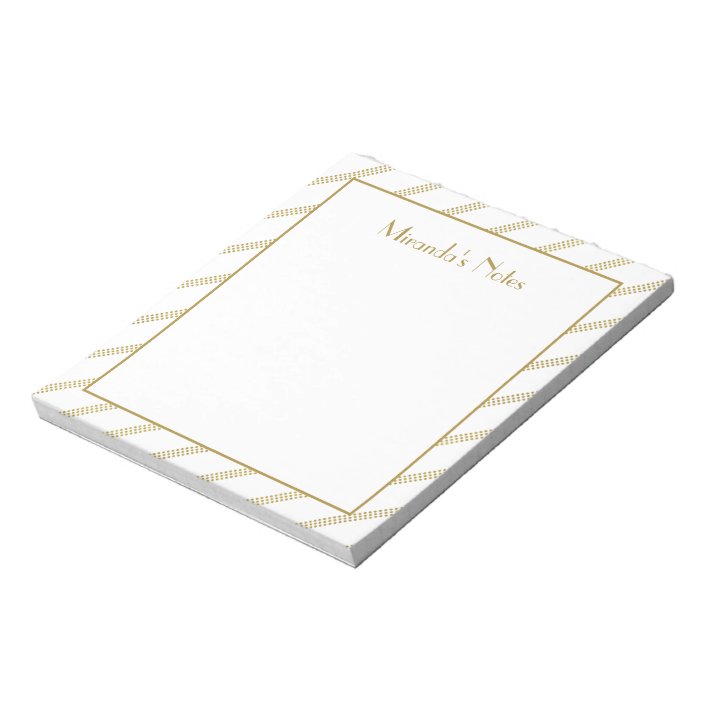 Elegant Modern White Dotted Gold Lines Notepad | Zazzle.com