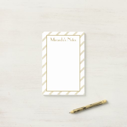 Elegant Modern White Dotted Gold Lines Post-it Notes | Zazzle