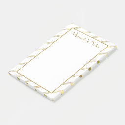 Elegant Modern White Dotted Gold Lines Post-it Notes | Zazzle
