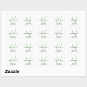 Elegant Modern White Green Script Monogram Square Sticker | Zazzle