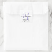 Elegant Modern White Lavender Script Monogram Square Sticker | Zazzle