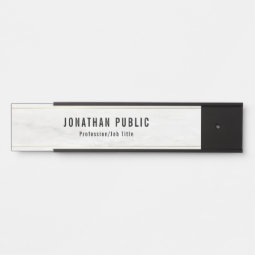Elegant Modern White Marble And Gold Template Door Sign | Zazzle