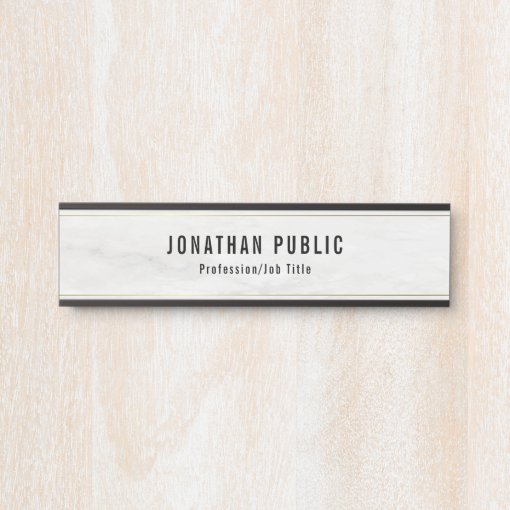 Elegant Modern White Marble And Gold Template Door Sign | Zazzle
