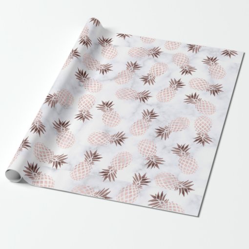 elegant modern white marble rose gold pineapple wrapping paper | Zazzle