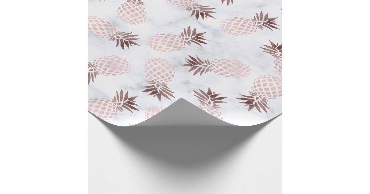 elegant modern white marble rose gold pineapple wrapping paper | Zazzle