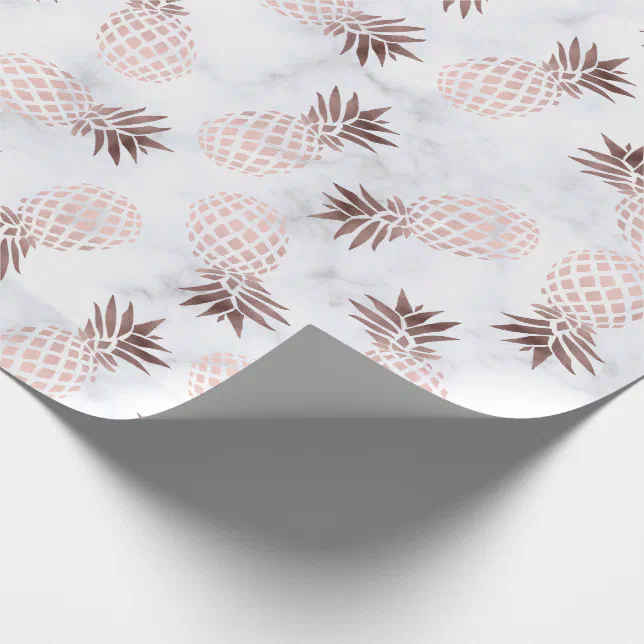 elegant modern white marble rose gold pineapple wrapping paper | Zazzle