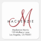 Elegant Modern White Red Script Monogram Square Sticker | Zazzle