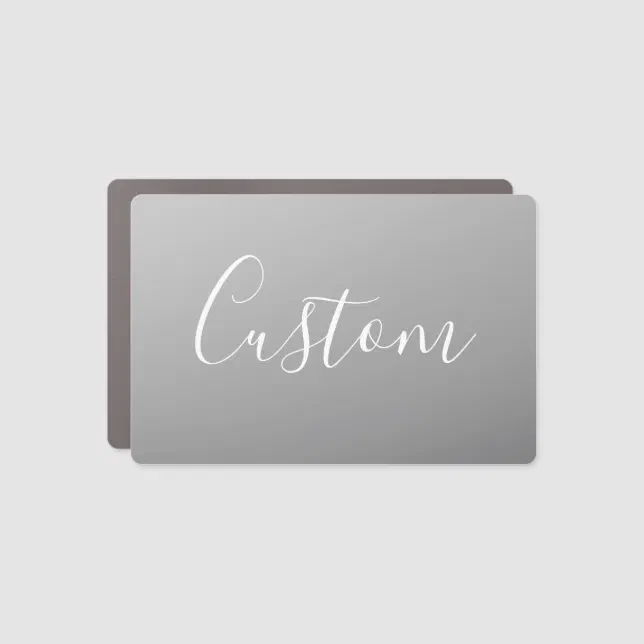 Elegant Modern White Script Writing Gray Gradient Car Magnet | Zazzle