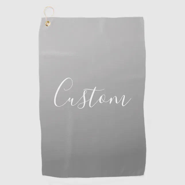 Elegant Modern White Script Writing Gray Gradient Golf Towel | Zazzle