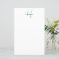 Elegant Modern White Teal Script Monogram Paper | Zazzle
