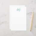 Elegant Modern White Teal Script Monogram Paper | Zazzle