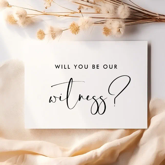 Elegant & Modern Will you be our witness card | Zazzle