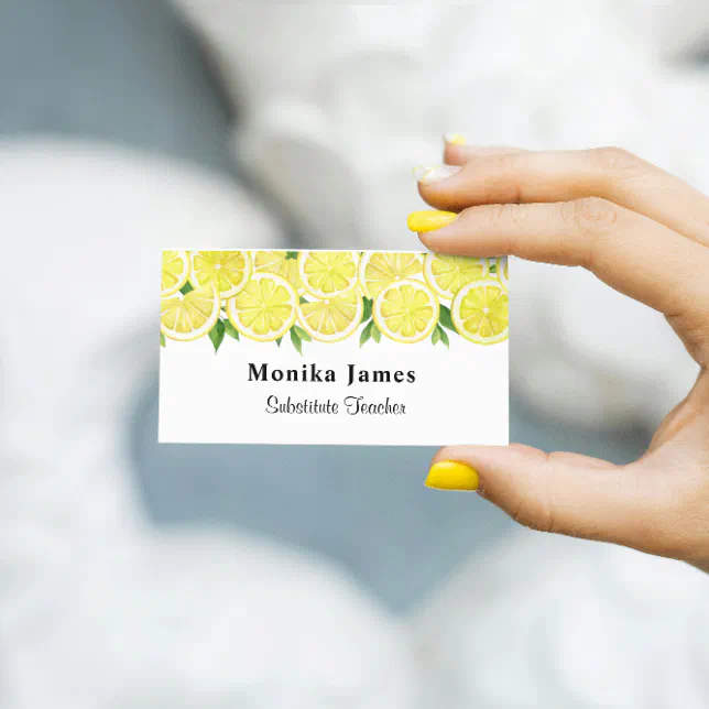 Elegant Modern Yellow Lemon Pattern Business Card | Zazzle