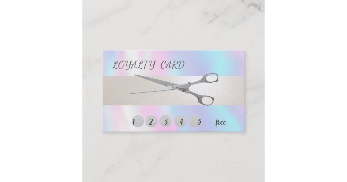 Elegant Modernb Scissors Holographic Loyalty Card | Zazzle