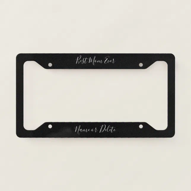Elegant Mom Script Black Personalized License Plate Frame | Zazzle