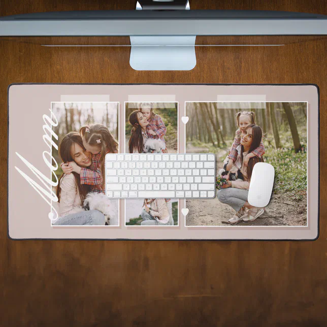 Elegant Mom Script Snapshot Mother's Day Photo Desk Mat | Zazzle