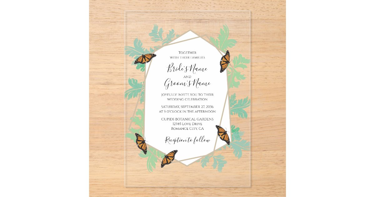 Elegant Monarch Butterfly Wedding Invitations | Zazzle