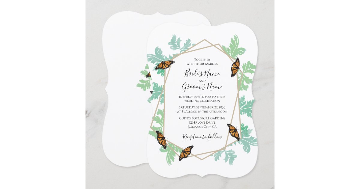 Elegant Monarch Butterfly Wedding Invitations | Zazzle
