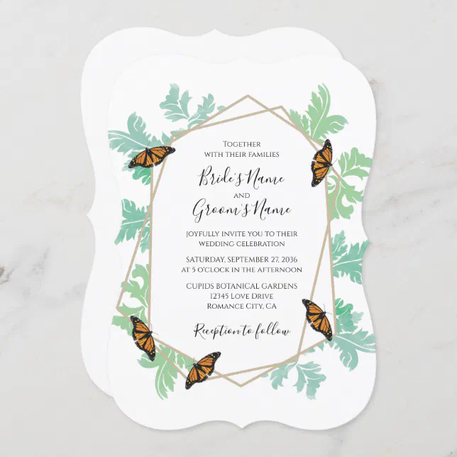 Elegant Monarch Butterfly Wedding Invitations | Zazzle