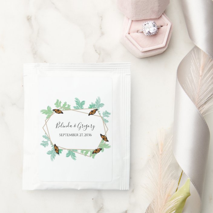 Elegant Monarch Butterfly Wedding Tea Bag Drink Mix | Zazzle.com