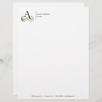 Elegant Monogram "A" Letterhead | Zazzle