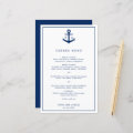 Elegant Monogram Anchor Nautical Wedding Menu | Zazzle