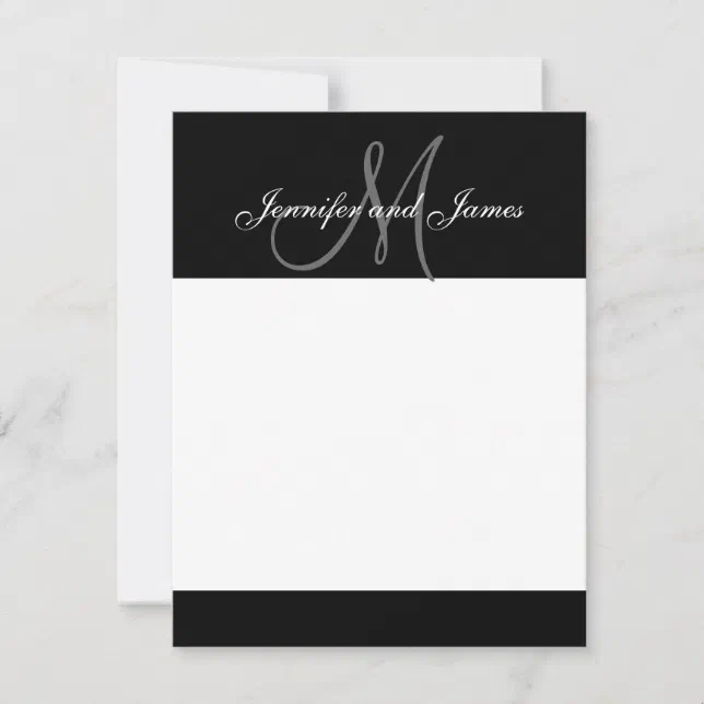 Elegant Monogram and Names Newly Wed Note Cards | Zazzle